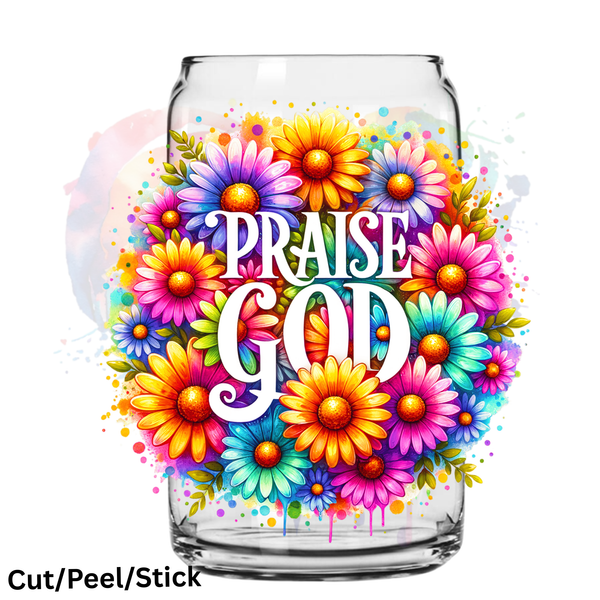 Praise God Flower Wreath UV DTF Decal – Sparkly MeMaw LLC