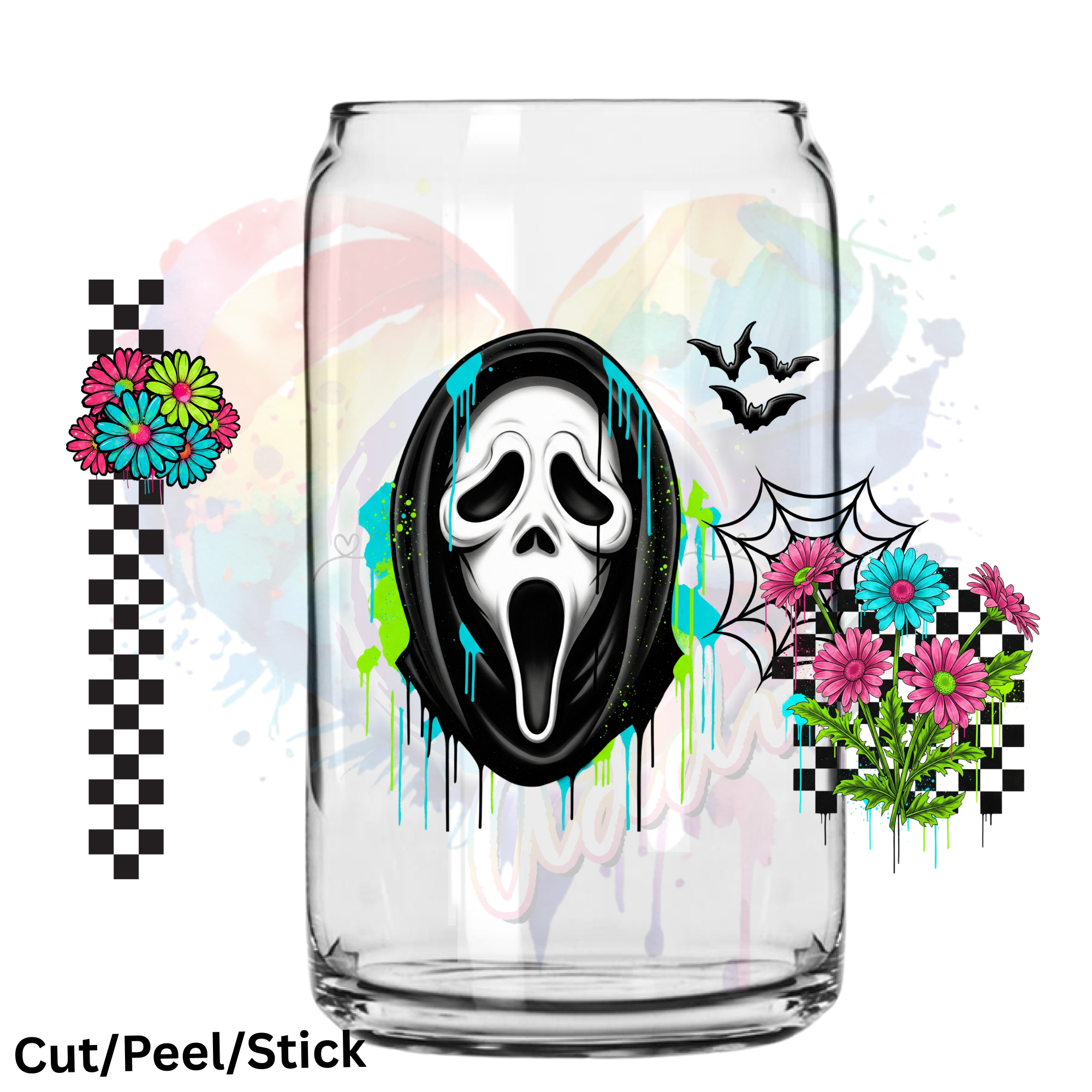 Retro Ghost Face 2 UV DTF Wrap – Sparkly MeMaw LLC