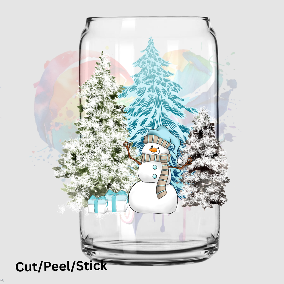 SnowMan Tree Winter UV DTF Decal – Sparkly MeMaw LLC