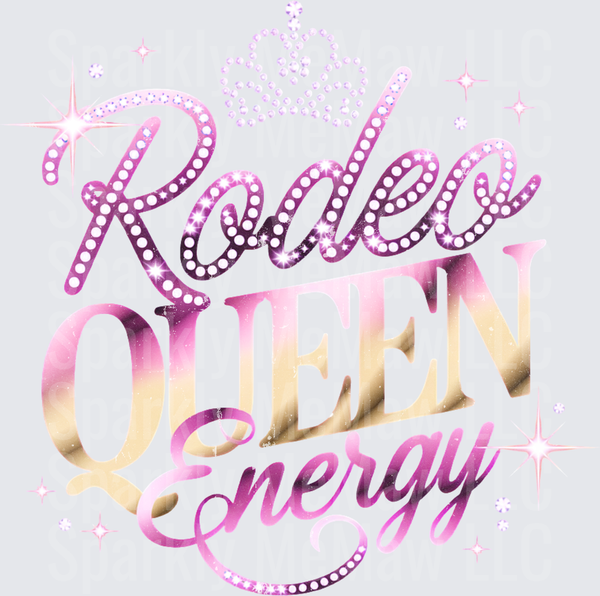 Rodeo Queen Energy Rhinestone Crown Glitter Pink Gold UV DTF Decal ...