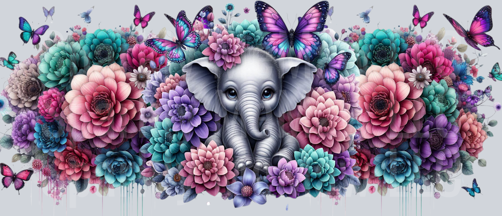 Elephant 16 oz UV DTF Wrap – Sparkly MeMaw LLC